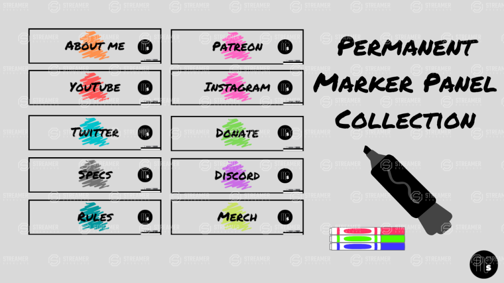 Permanent Marker Twitch Panel Collection - Streamer Overlays